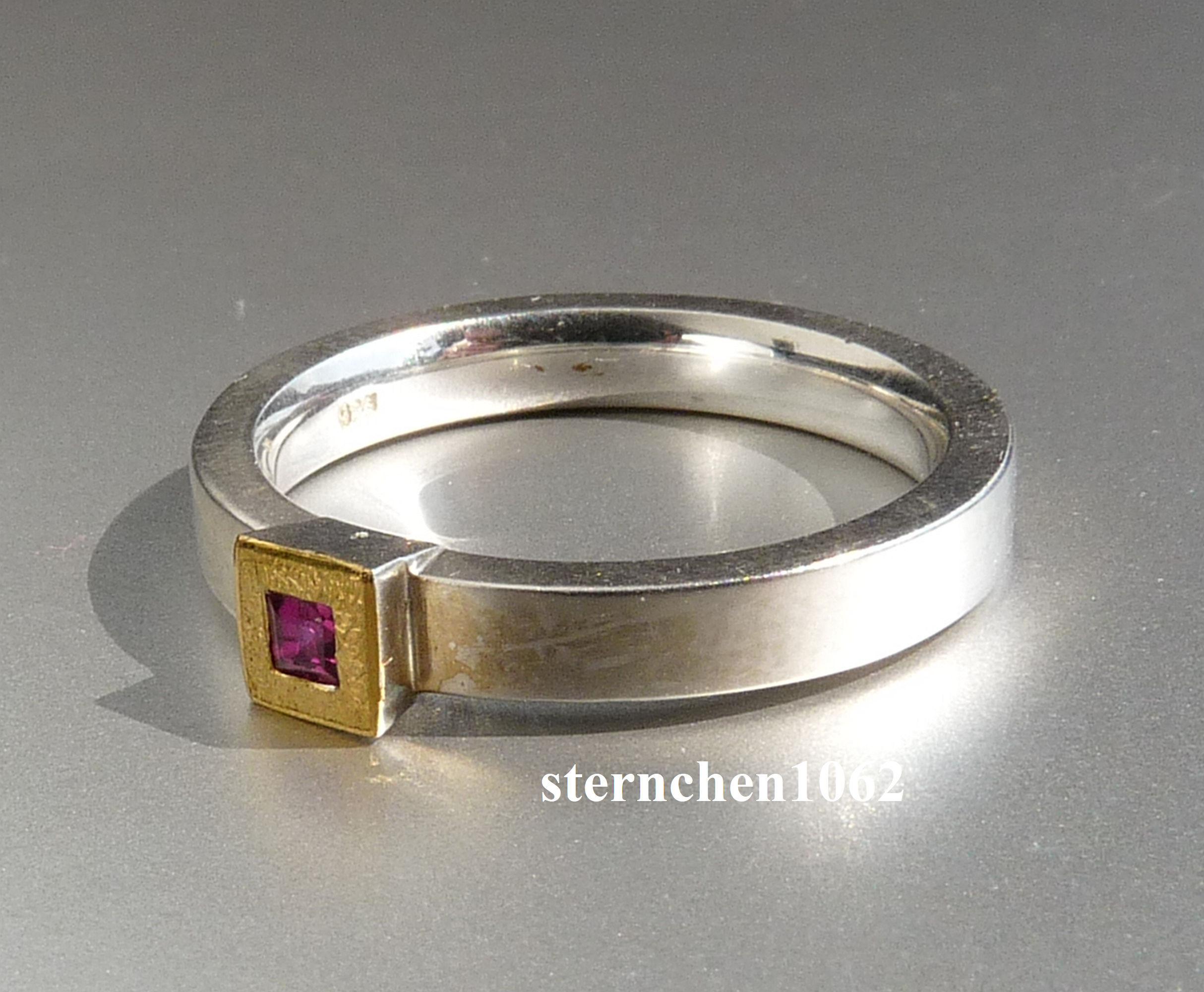 Sternchen 1062 - Einzelstück * Ring * 925 Silber * 24 ct Gold * Rubin