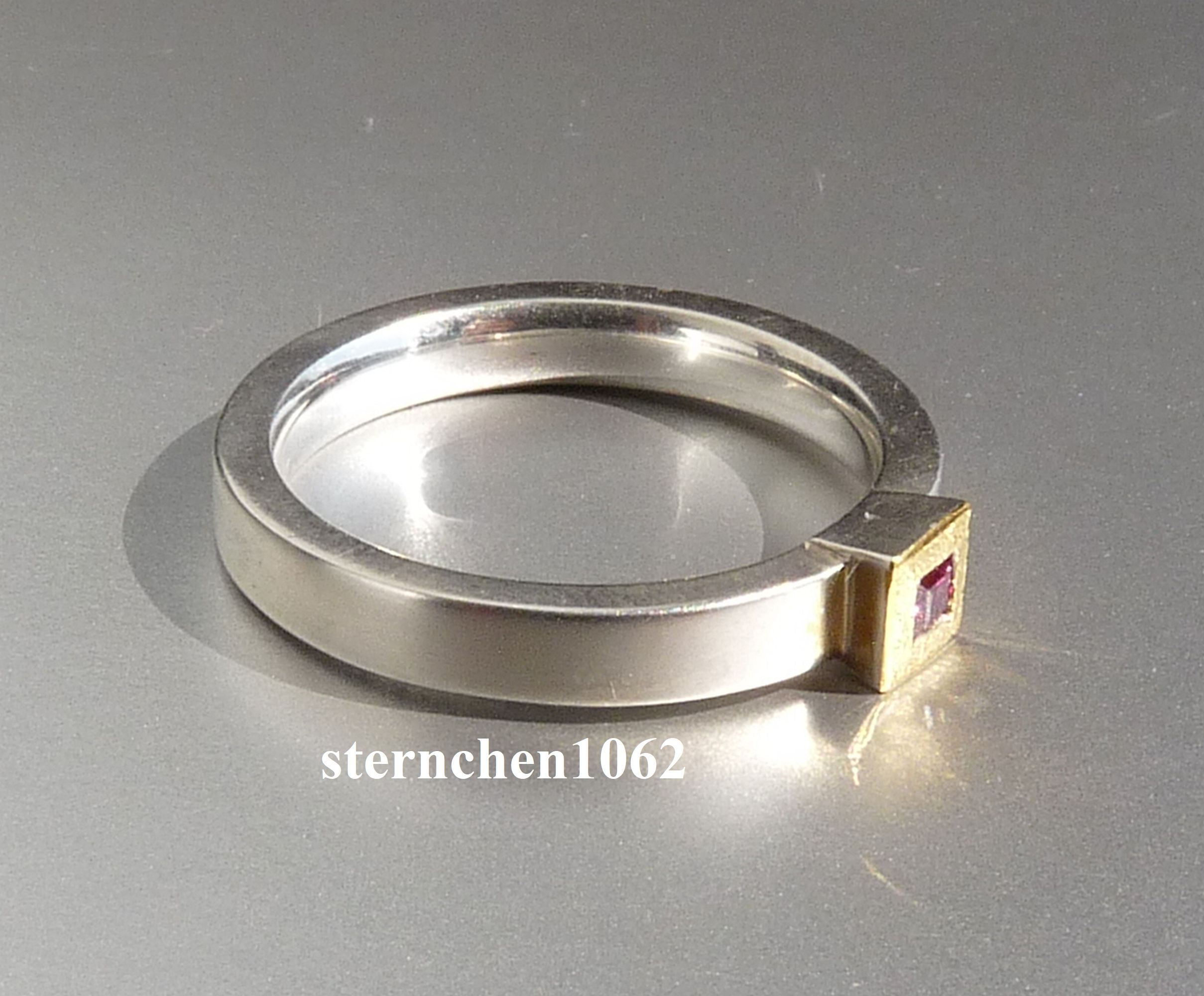 Sternchen 1062 - Einzelstück * Ring * 925 Silber * 24 ct Gold * Rubin