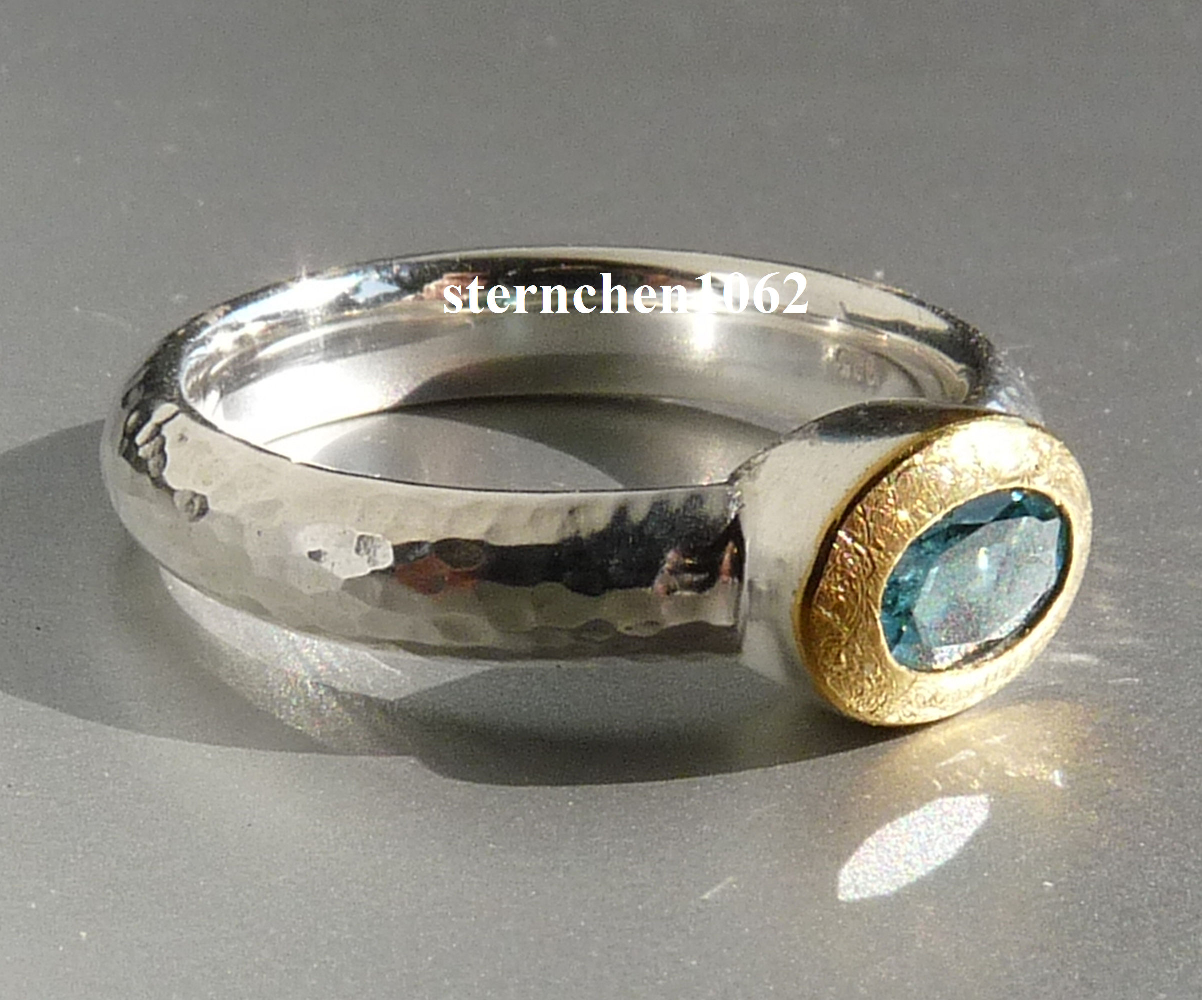 Sternchen 1062 - Einzelstück * Ring * 925 Silber * 24 ct Gold * Indigolith