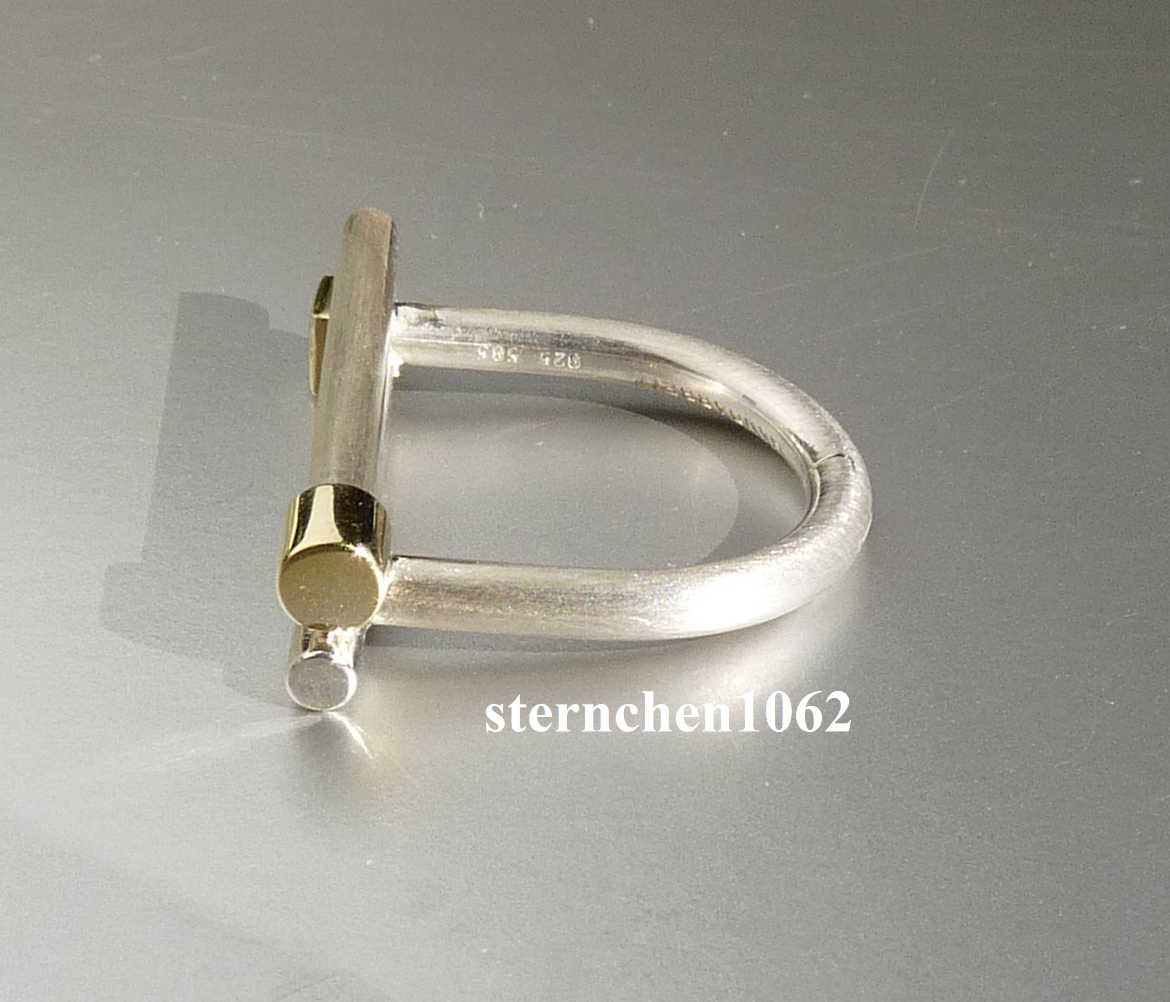 Sternchen 1062 - Handarbeit * Ring * 925 Silber * 585 Gold * Smaragd