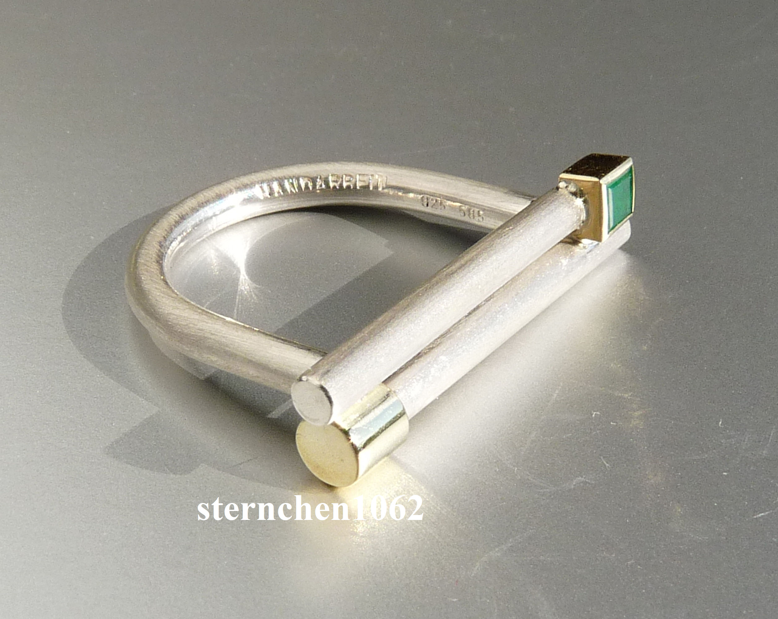 Sternchen 1062 - Handarbeit * Ring * 925 Silber * 585 Gold * Smaragd