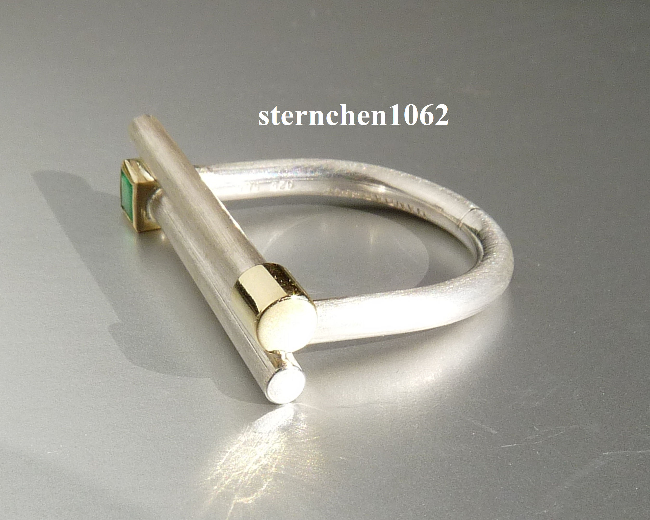 Sternchen 1062 - Handarbeit * Ring * 925 Silber * 585 Gold * Smaragd